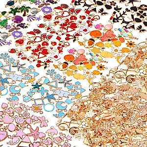 300Pcs Charms for Jewelry Making, Wholesale Bulk Assorted Gold-Plated Enamel Charms Earring Charms for DIY Necklace Bracelet Jewelry Making and Crafting