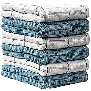 Premium Cotton Kitchen Towels (16" x 26") | Absorbent Dish Towels | 435 GSM Cotton Tea Towels | Kitchen Hand Towels | Dish Towels for Kitchen | Aqua