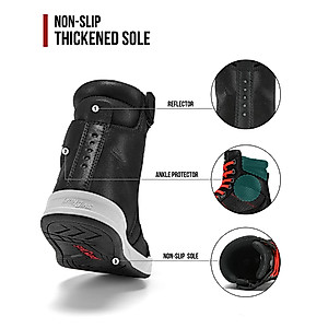 BORLENI Motorcycle Riding Shoes Road Street Motocross Protective Boots for Men, Casual Breathable Powersports Shoes