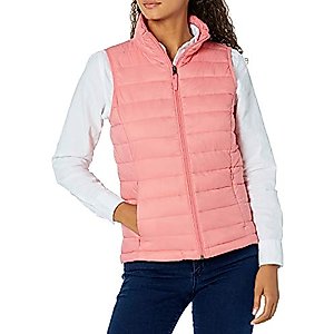 Amazon Essentials Women's Lightweight Water-Resistant Packable Puffer Vest, Pink, X-Large