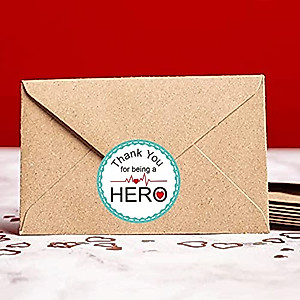 wootile Healthcare Heroes Stickers Thank You Labels 1.5 Inch - 500 Pcs Thank You for Being A Hero Nurse Essential Workers Week Appreciation Themed Gratitude Sticker Doctors Cards, Envelopes,Gift Bags