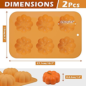 Webake Pumpkin Cake Mold Silicone 3D Pumpkin Cupcake Pan for Baking Dessert Mousse Mold Tray for Halloween Thanksgiving (2 PCS)