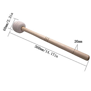 Jiayouy 14.17" Bass Drum Mallet Stick Timpani Mallets Wool Felt Head & Wood Handles Drum Stick Percussion Instrument Band Accessory 1Pcs