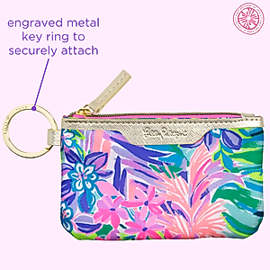 Lilly Pulitzer ID Holder Wallet, Keychain Wallet with Zip Close, Cute Card and ID Case for Women, It Was All A Dream