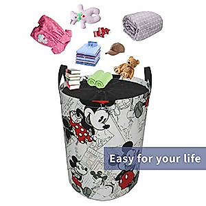 Laundry Hamper Larger Capacity Collapsible Dirty Cloth Hampers Mi-Ckey Min-Nie Mouse In Red Black Laundry Basket Freestanding Clothes Toy Storage Decorative Organizer In Living Room