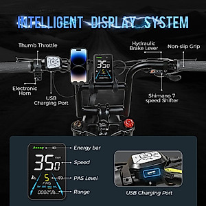 SAMEBIKE 1000W Electric Dirt Bike, Electric Bike for Adults with 48V 18AH Battery 30 MPH Max Speed & 62 Miles Moped Style Electric Motorcycle Ebike with 4.0 Fat Tire Full Suspension Hydraulic Brakes