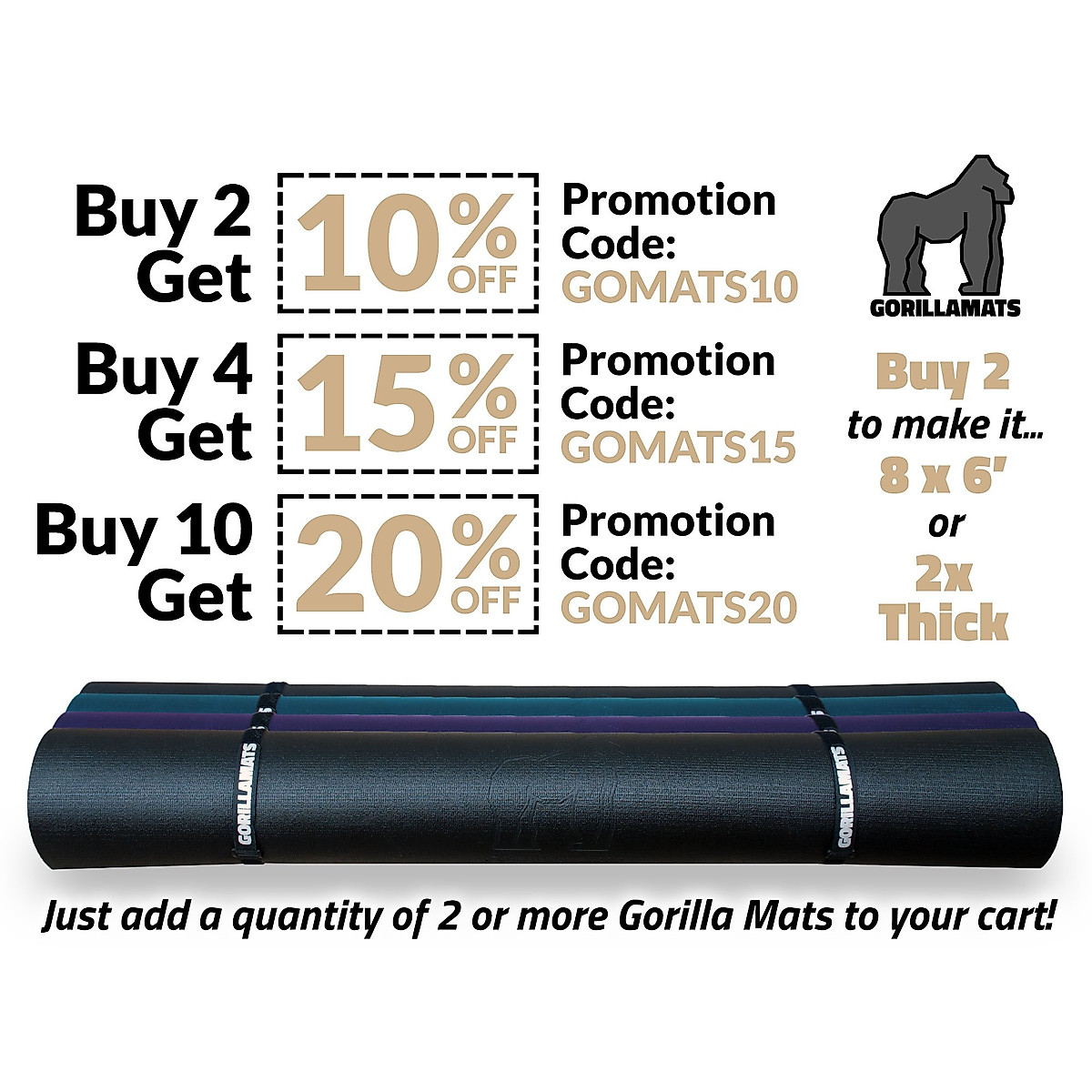 Gorilla Mats Premium Large Yoga Mat – 6' x 4' x 8mm Extra Thick & Ultra Comfortable, Non-Toxic, Non-Slip Barefoot Exercise Mat – Works Great on Any Floor for Stretching, Cardio or Home Workouts
