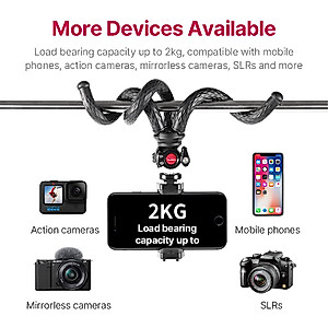 ULANZI FT-01 Phone Tripod with Holder, Mini Camera Flexible Tripod Stand with Cold Shoe Mount, 1/4'' Screw for Magic Arm, Universal for iPhone 13 Pro Max XS Max X 8 Samsung Canon Nikon Sony Cameras