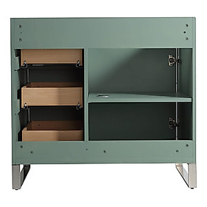 Fine Fixtures Opulence Collection 36 in. W x 18 in. D x 33 in. H Bathroom Vanity in Mint Green with White Carrara Sintered Stone Sink - Chrome Hardware