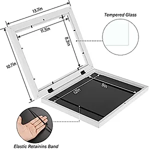WUIRCCX 9x12 Kids Art frame,Front Opening with HD Glass,Horizontal and Vertical Art Display For Kids Artwork,Photos,Crafts,Drawing(White,2-Pack)