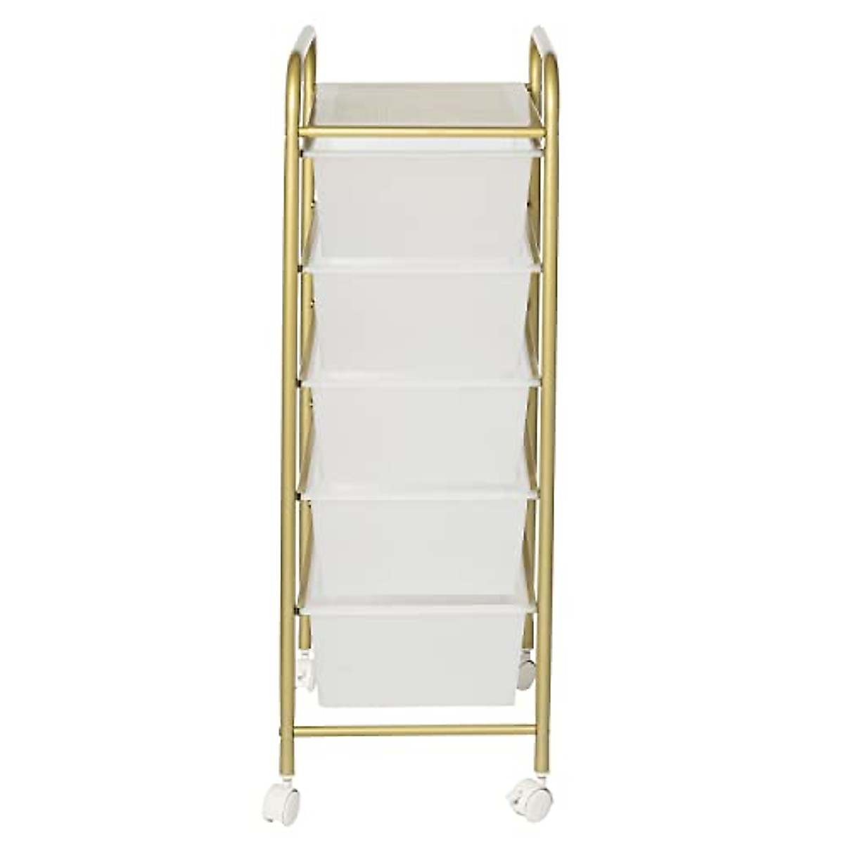 5-Drawer Rolling Storage Cart with Plastic Drawers, Gold