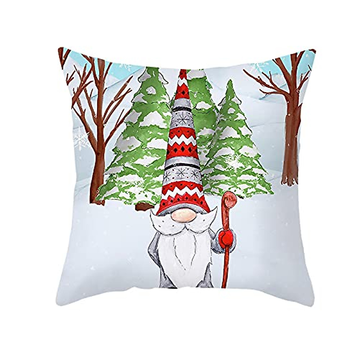 Scceatti Christmas Throw Pillow Covers 18x18 in Short Plush Fluffy Square Farmhouse Pillow Cover with Zipper Gnomes Trendy Theme New Pillowcases Protector for Couch Bed Living Room Decorations Gifts