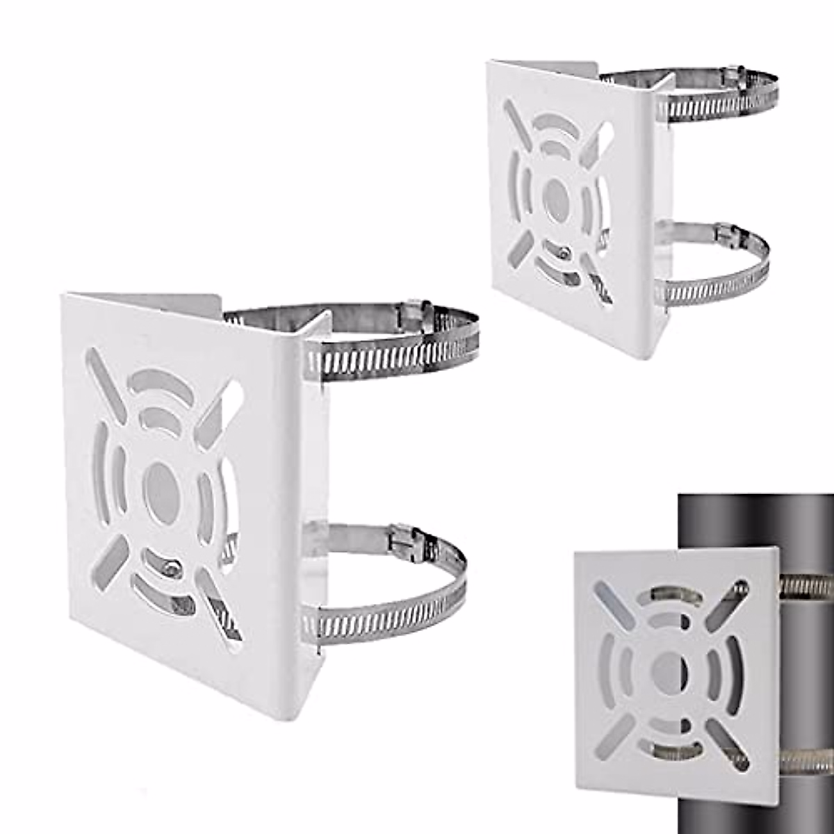 XCMY Universal Vertical Pole Mount Adapter Wall Mounting Bracket for CCTV Security Camera Ptz Dome with (2 Loops) (2 Pack)