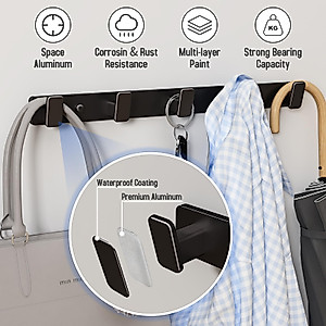 Coat Hook Wall Rack Hanger - Black Coat Rack with 5 Hooks Wall Hooks for Hanging Hat Key Bag Towel Wall Mount Coat Rack