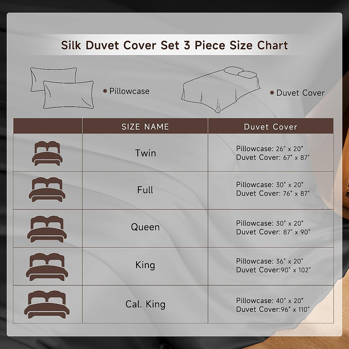 THXSILK 100% Pure Mulberry Silk Duvet Cover Set 3 Piece, 6A+ Grade Luxury Soft Bedding Silk Sheets for Hair and Skin, 1 Pcs Duvet/Quilt/Comforter Cover with 2 Zippered Pillowcases (Black, King)