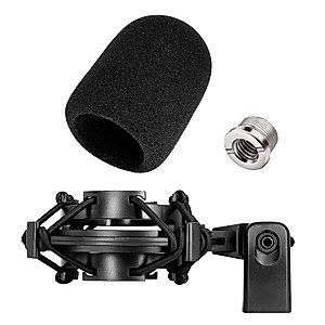 Etour AT2020 Microphone Shock Mount with Pop Filter, [Custom Built for AT2020 Mic] Anti-Vibration Suspension Shock Mount Holder Clip Compatible with audio technica at2020 line Kit