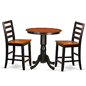East West Furniture EDFA3-BLK-W Dining Set, 3 Pieces, Black
