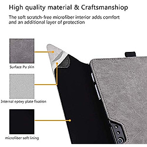 Protective Case for Microsoft Surface Pro 7 / Pro 6 / Pro 5 / Pro 4 with Pen Holder, Multiple Angle Polyester Slim Light Shell Cover,Compatible with Type Cover Keyboard (12.3 inch, Dark Grey)