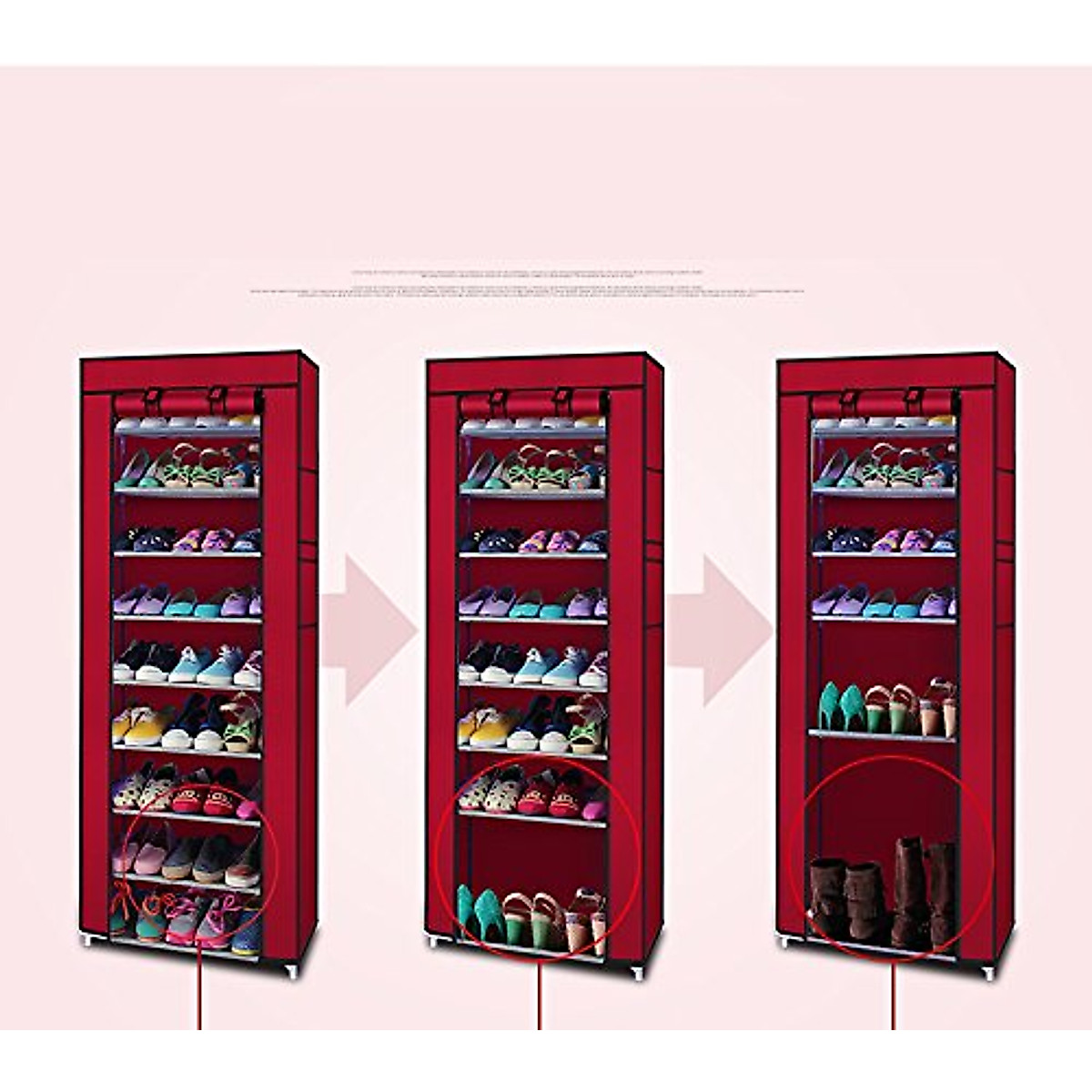 FCH Portable Shoes Rack Closet with Cover Shoes Shelf Storage Organizer Cabinet