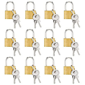 12 Pack Small Locks with Keys for Luggage, Backpacks, Bulk Mini Padlocks for Locker, Suitcase, Jewelry Box, Gym Bags (1.2 x 0.7 in)