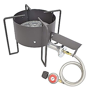 COOKAMP High Pressure Banjo 1-Burner Outdoor Propane Gas Cooker with 0-20 PSI Adjustable Regulator and Steel Braided Hose [ 2018 New Model ] SA1350