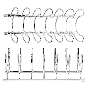 LeleCAT Kitchen Lid Organizer, Pots & Pans Lid Rack Holder Organizer, cast iron pans, Plates, Cutting Boards Bakeware, Cooling Racks, Serving Trays, Chrome,2 Pack