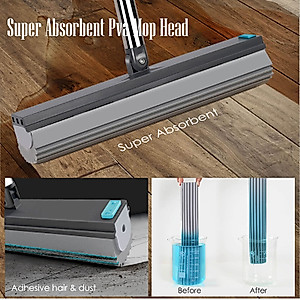 Gadhra PVA Sponge Mop and Bucket Set with 4 Sponge Mop Head Replacement, Ultra Absorbent Sponge, Wet and Dry Separation, Professional Sponge Mops for Floor Cleaning