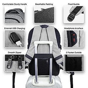 Yamdeg Extra Large Travel Backpack, Large Carry On Backpack, 17.3 Inch Laptop Backpack For Computer Business Travel With USB Port, TSA Airline Approved Waterproof Travel Daypack For Men, Grey