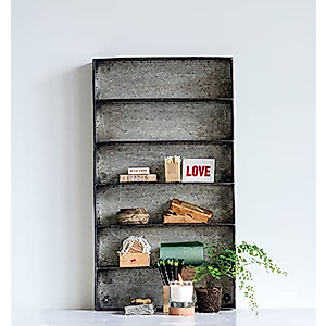 Creative Co-Op Distressed Grey Metal 6 Tier Wall Shelf