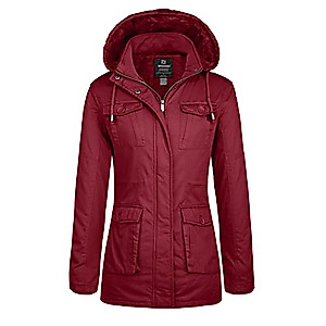 wantdo Women's Sherpa Lined Coat Vintage Warm Winter Parka Coat Overcoat Wine XL