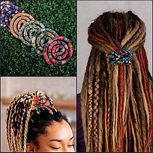 Spiral Lock Hair Tie Dreadlock Accessory Bendable Hair Ties for Women and Men Ponytail Holders Colorful Dreadlock Hair Tie Long Dreads Thick Curly Hair Holder (Midnight)