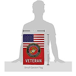 US Marine Corps Veteran Garden Flag - Armed Forces USMC Semper Fi United State American Military Retire Official - House Decoration Banner Small Yard Gift Double-Sided Made in USA 13 X 18.5