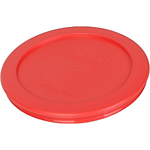 Pyrex 7200-PC Red 2 Cup Round Plastic Food Storage Lid, Made in USA - 4 Pack - Original Genuine Pyrex - Made in the USA