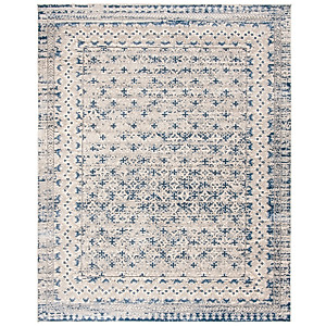 SAFAVIEH Brentwood Collection Area Rug - 9' x 12', Light Grey & Blue, Traditional Oriental Distressed Design, Non-Shedding & Easy Care, Ideal for High Traffic Areas in Living Room, Bedroom (BNT899G)