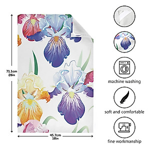 Kigai Kitchen Dish Towels Purple Iris Flower Soft Tea Towel Set of 4 Absorbent Dishcloths Hand Towels for Dish Clean Cloth 28" x 18"
