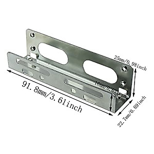 ZZHXSM 2 Sets Mounting Bracket 3.5" to 5.25" Hard Disk Drive Alloy Mounting Bracket Adapter with Screws Fits 5.25" Internal Drive Bays, Compatible with All Types of 3.5" Hard Disk Drives (HDD/SSD)
