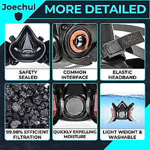 GZYZAMZ Respirator Mask With 6001 Filters Anti-fog Gas Masks Survival Nuclear and Chemical for Painting, Dust, Organic Vapors, Smoke Fumes, Asbestos, Welding, Spraying, Woodworking, Construction