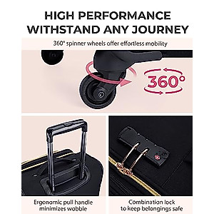 BAGSMART Carry On Luggage 20 Inch, Expandable Suitcase, 2 Piece Luggage Sets Luggage Airline Approved Rolling Softside Lightweight Suitcases with Front Pocket for Women Men, Carry-On Black