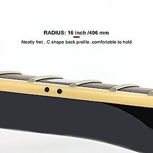 Electric Guitar Neck Paddle Head Unfinished Parts Replacement (Black with trapezoid inlays)