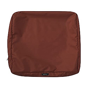 Classic Accessories Ravenna Water-Resistant 25 x 22 x 4 Inch Outdoor Back Cushion Slip Cover, Patio Furniture Cushion Cover, Spice, Patio Furniture Cushion Covers