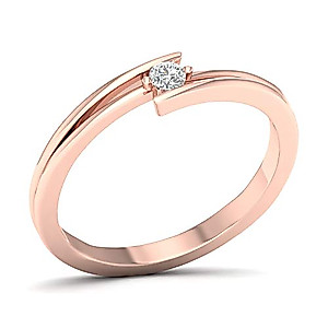 Diamond2Deal 10K Rose Gold Diamond Promiss Ring Size 8 (0.08ct, Clarity SI2, Color H-I)