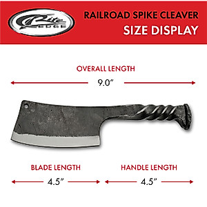 SZCO SUPPLIES 9"" Twisted Handle Railroad Spike Cleaver with Leather Sheath, Gray (HS-4416)