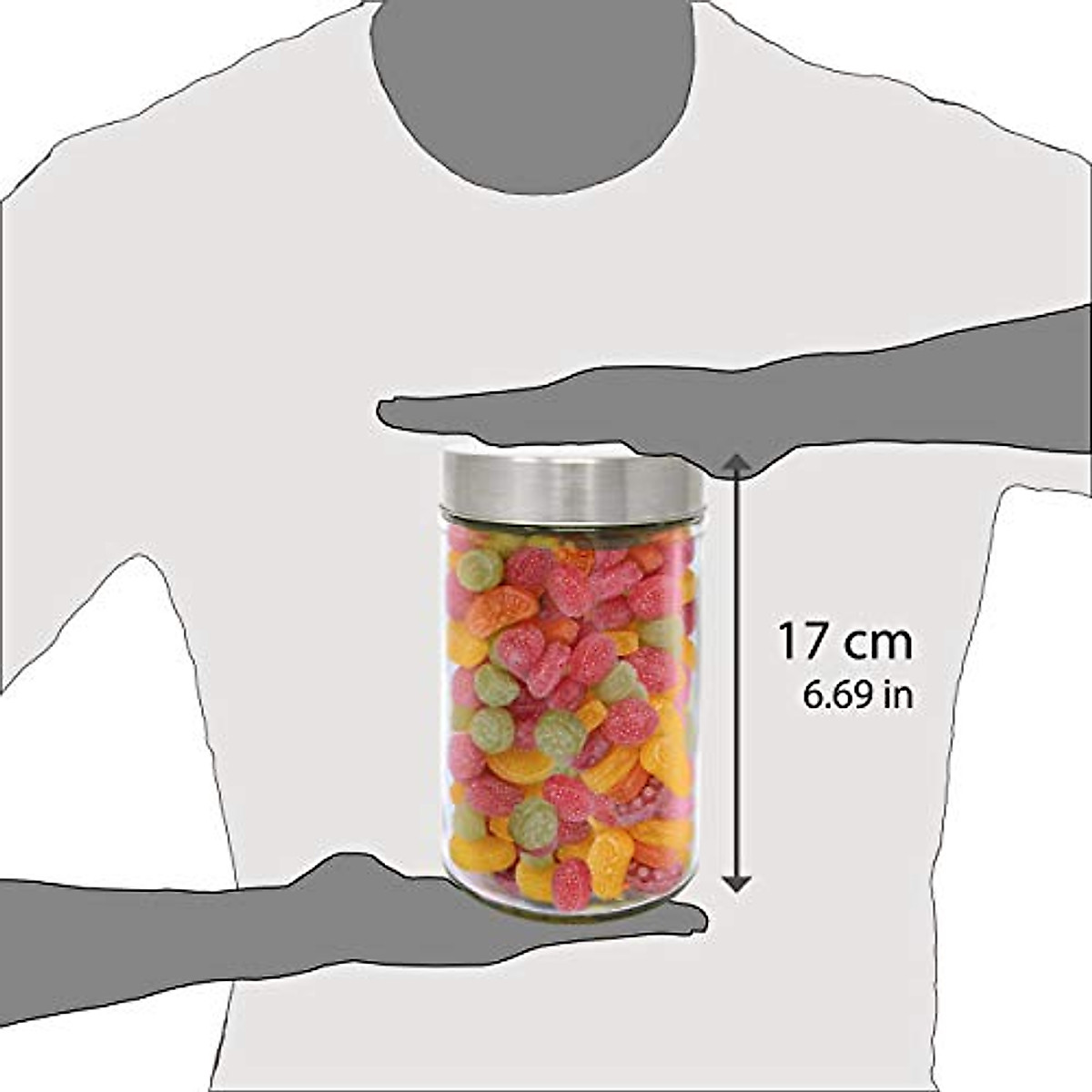 LG Luxury & Grace Set of 2 glass jars, 0.9 L (17 x 10 cm). Borosilicate glass jar. Glass jar with threaded lid in 304 stainless steel.