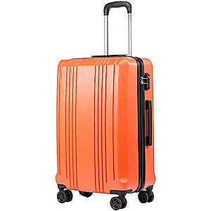 Coolife Luggage Suitcase PC+ABS with TSA Lock Spinner Carry on Hardshell Lightweight 20in 24in 28in(orange, S(20in_carry on))