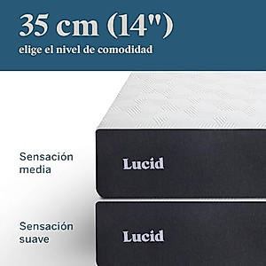 LUCID 14 Inch Memory Foam Mattress - Plush Feel - Memory Foam Infused with Bamboo Charcoal and Gel - Temperature Regulating - Pressure Relief - Breathable - Premium Support - California King Size