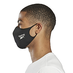 Reebok Standard Face Mask, 3 Pack, Black, Small