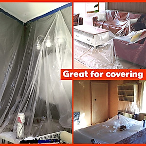 Plastic Sheeting (10' x 25') Long, 6 Mil - UV Protection Poly Sheeting Polyethylene Film, Heavy Duty Greenhouse Plastic Sheeting