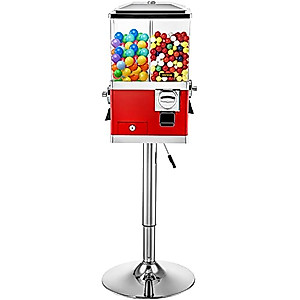 VEVOR Gumball Machine with Stand, Red Quarter Candy Dispenser, Rotatable Four Compartments Square Candy Vending Machine, PC & Iron Large Gumball Bank Adjustable Dispenser Wheels for 1 inch Gumballs