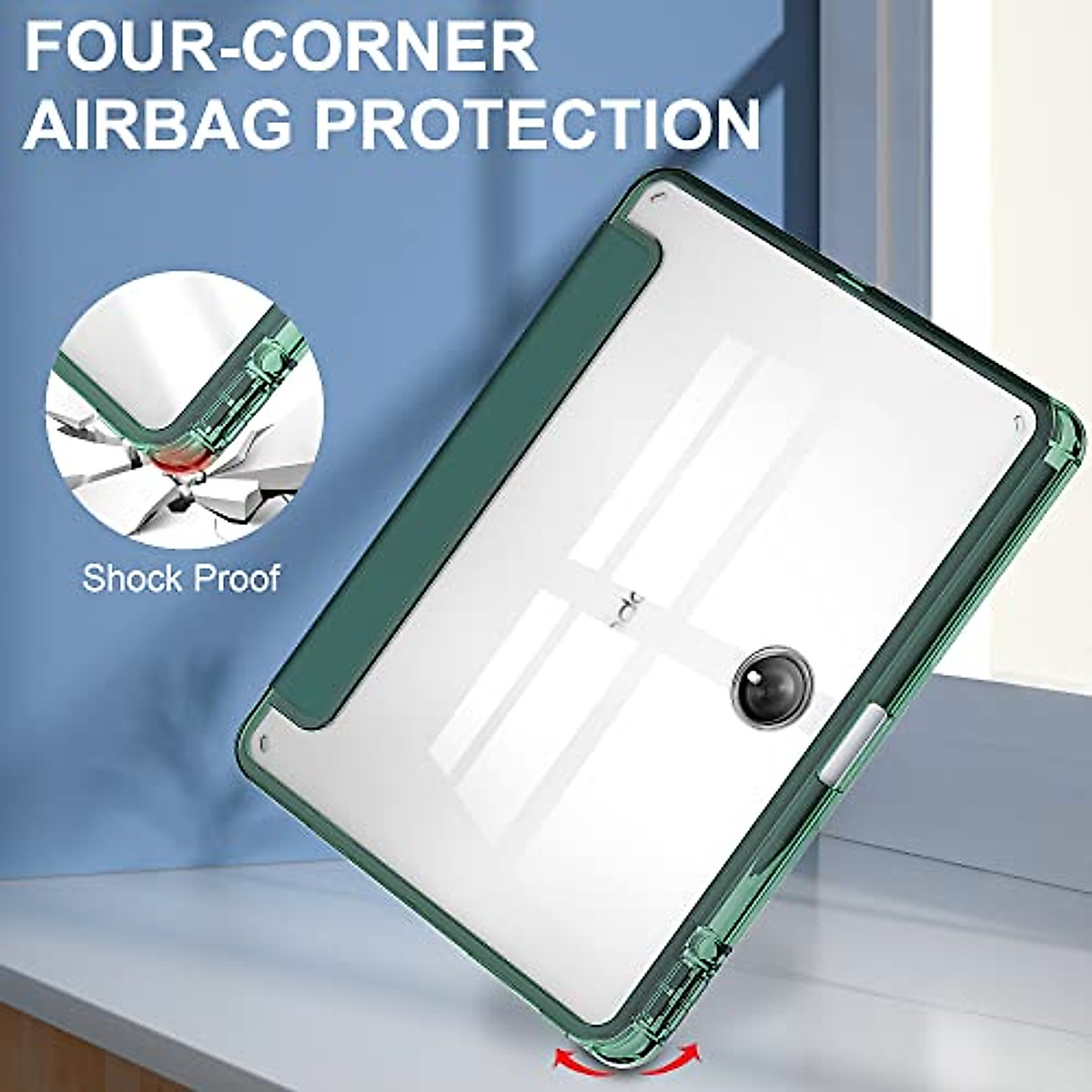 Gylint Case with Pen Holder for OnePlus Pad 11.6 inch 2023, Transparent Hard Shell Back Trifold Smart Cover Protective Slim Case for OnePlus Pad/Oppo Pad 2 Green