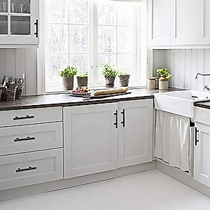 30 Pack Bronze Solid Cabinet Handles Drawer Pulls, 5.38-inch/136mm Length (3-inch Hole Center) Door Handle (1/2-inch Diameter) Kitchen Stainless Steel Cabinet Hardware Handle, Oil-Rubbed Bronze